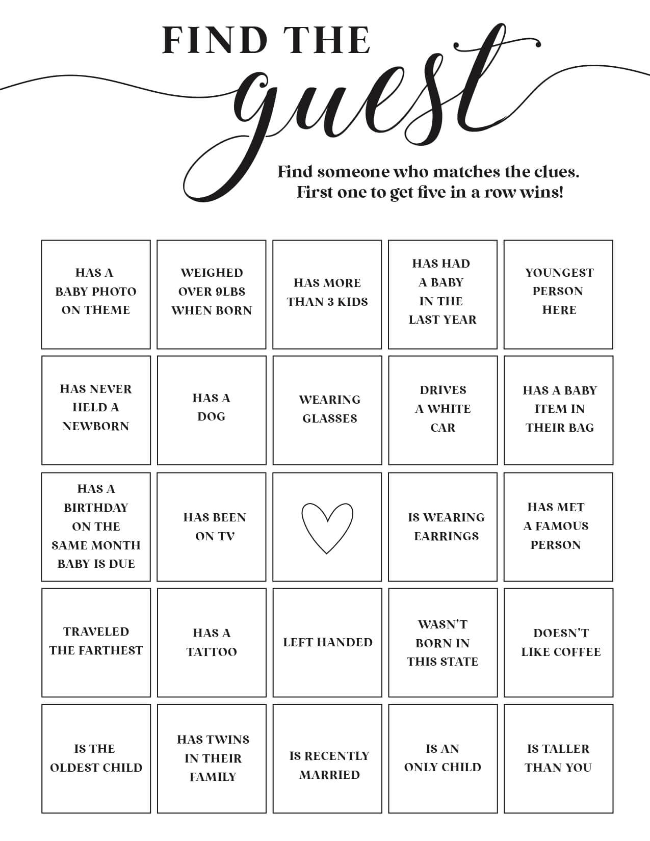 Baby Shower Games - FREE Baby Shower Digital Print | Caden Lane