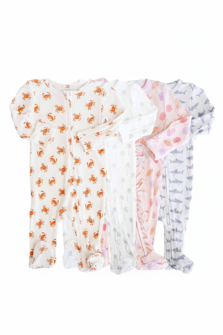 Beachy Bamboo Waffle One-Piece Footies | Caden Lane