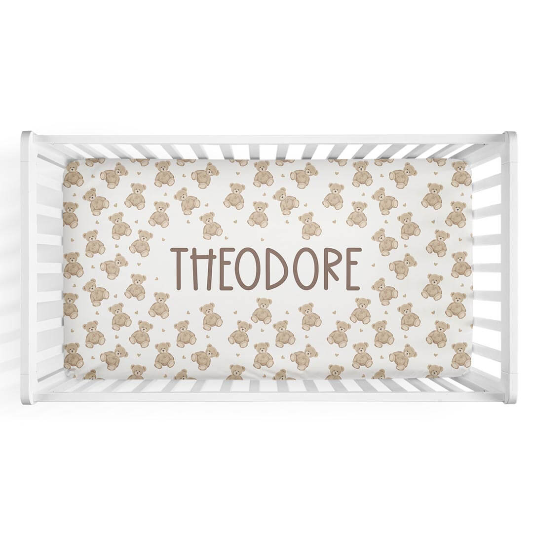 Beary Sweet Personalized Crib Sheet | Caden Lane