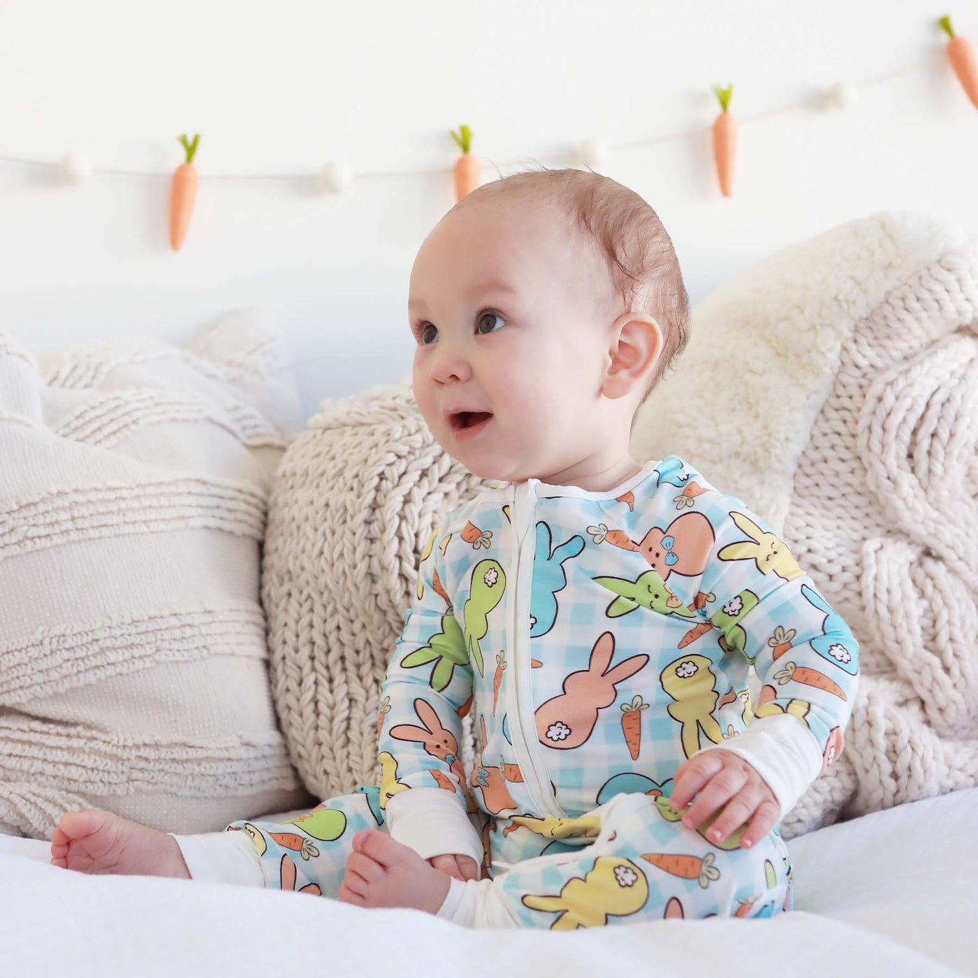 Snuggle Bunny Convertible Zip Romper in Blue | Caden Lane