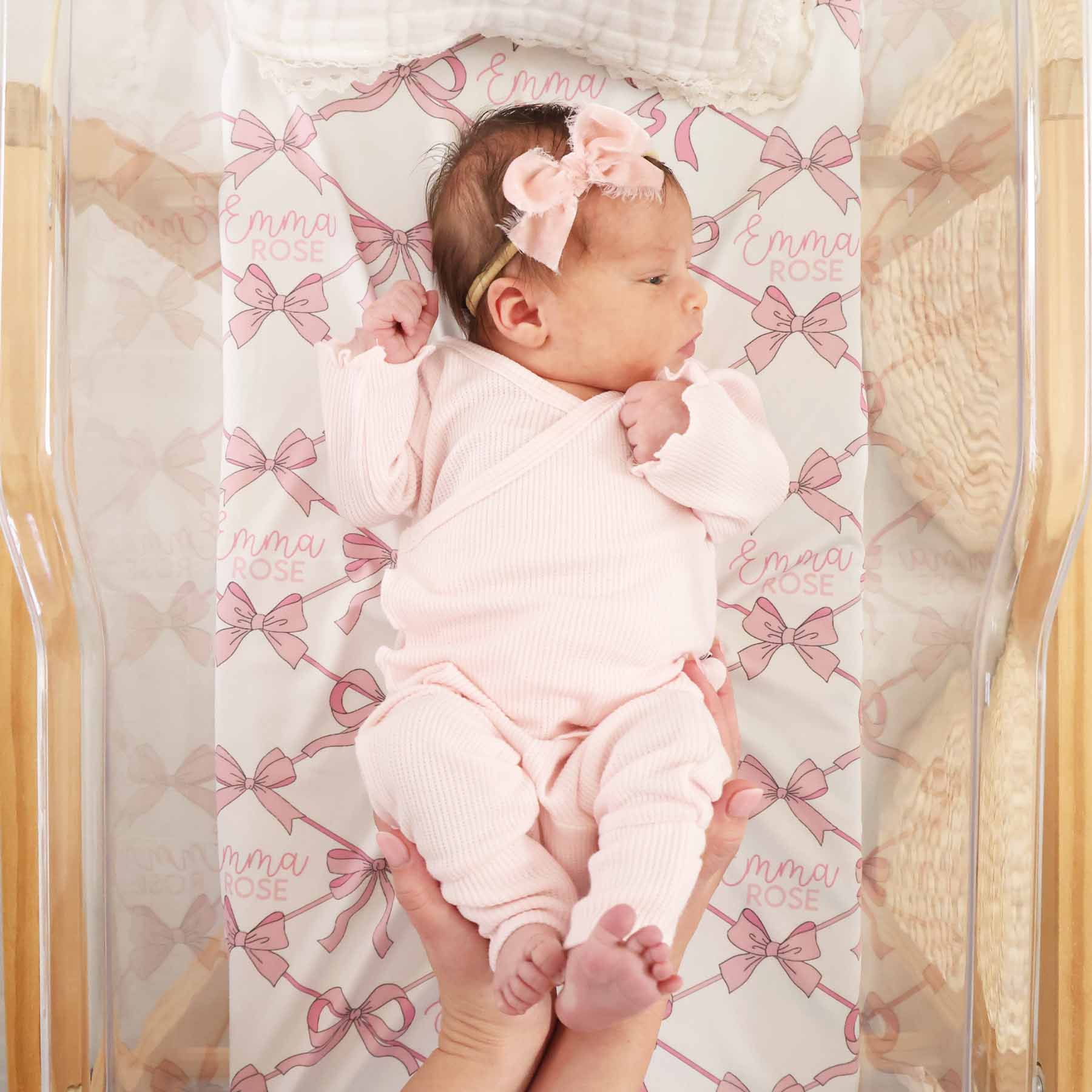Baby Bows Personalized Swaddle Blanket | Caden Lane