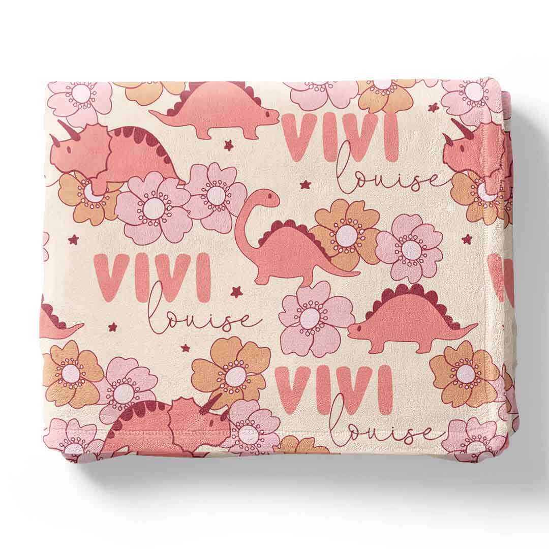 Dino Diva Personalized Toddler Blanket | Caden Lane