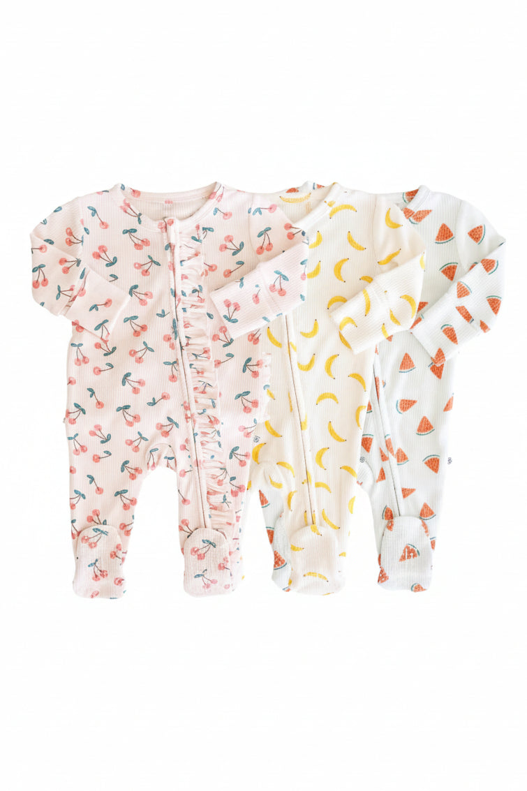 Fruit Bamboo Waffle One-Piece Footie | Caden Lane