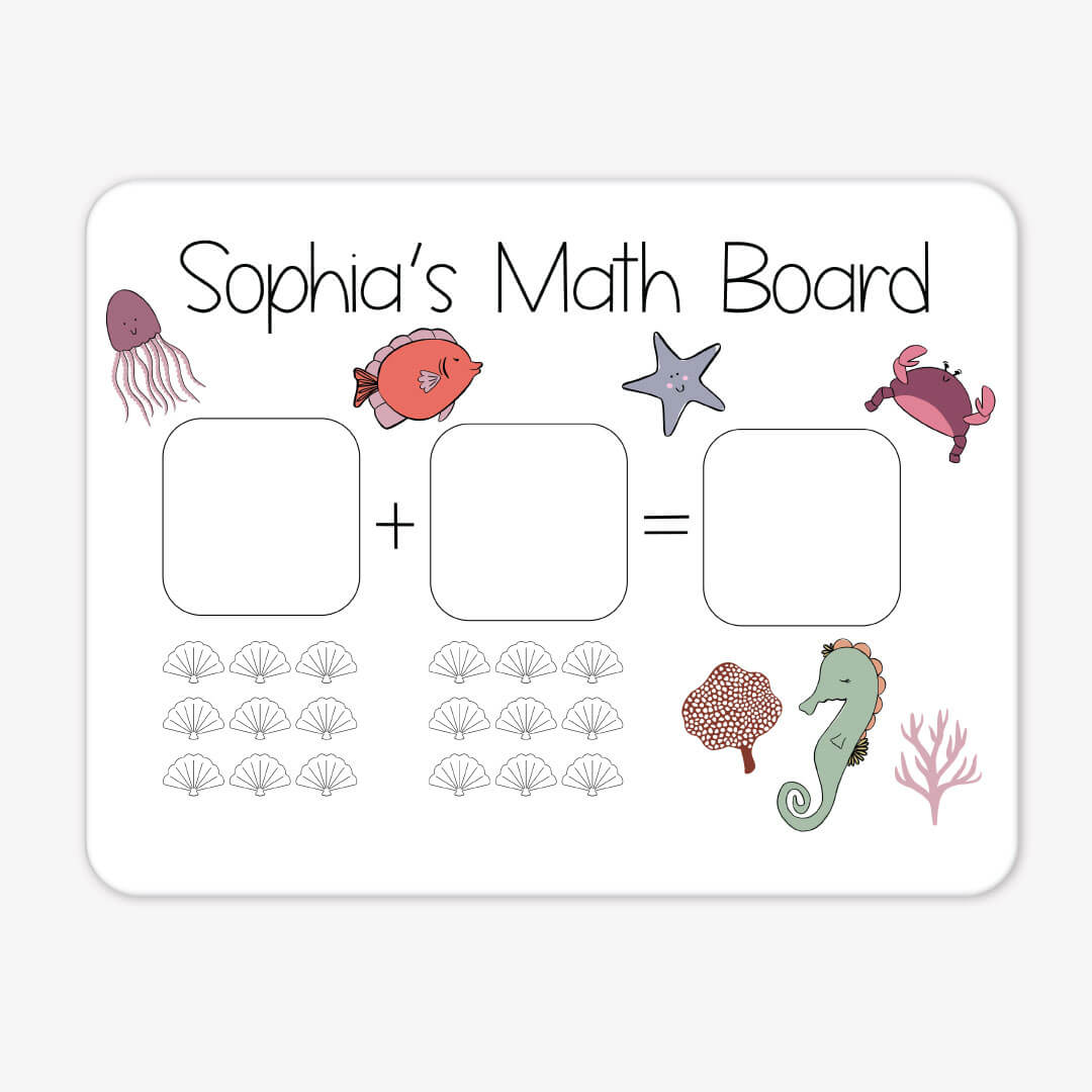 Kids Personalized Whiteboard in Coral Reef Math | Caden Lane