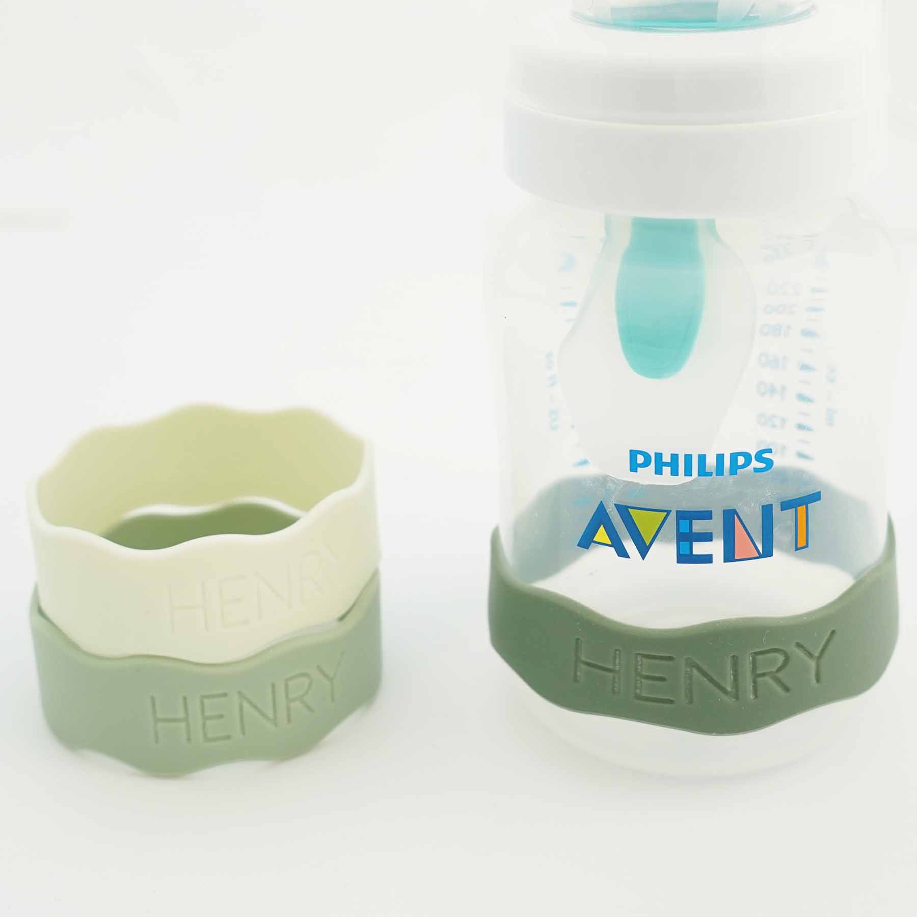 Personalized Silicone Bottle Labels in Green Colors | Caden Lane