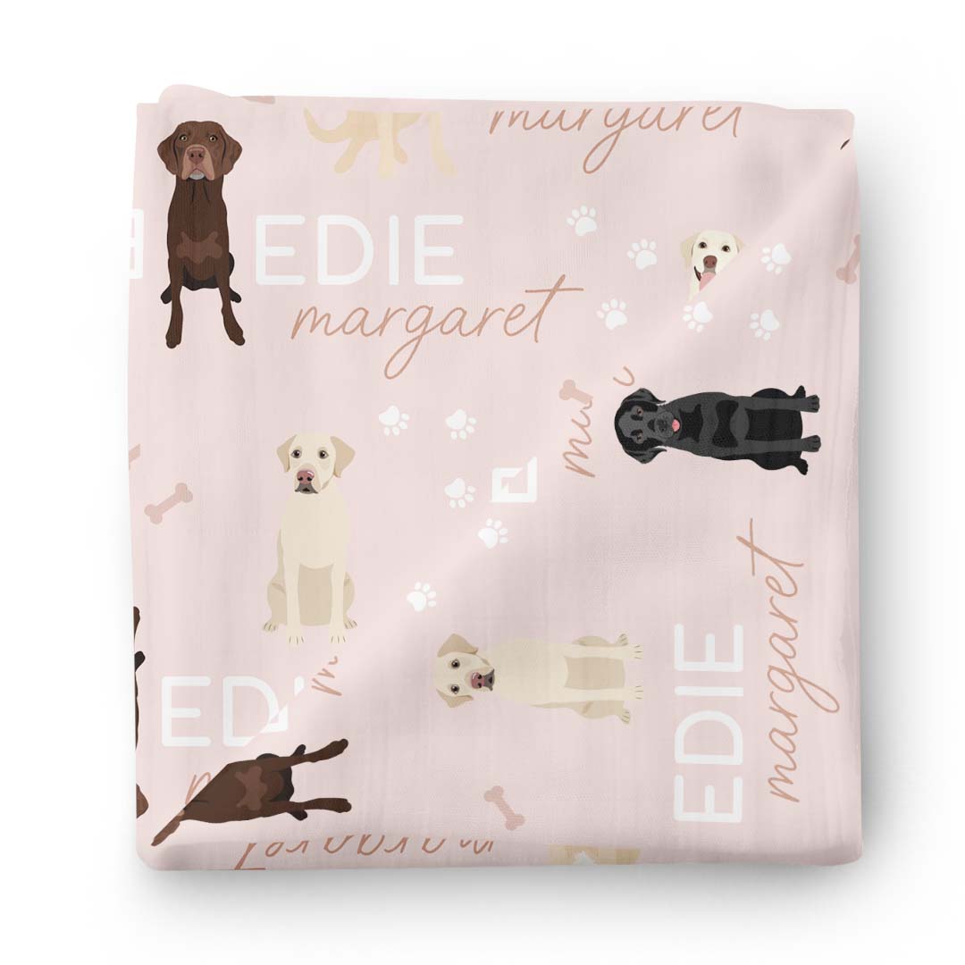 Personalized Baby Name Swaddle Blanket with Lab | Caden Lane