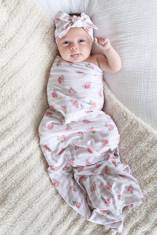 Rosy & Cozy Oversized Swaddle Blanket | Caden Lane