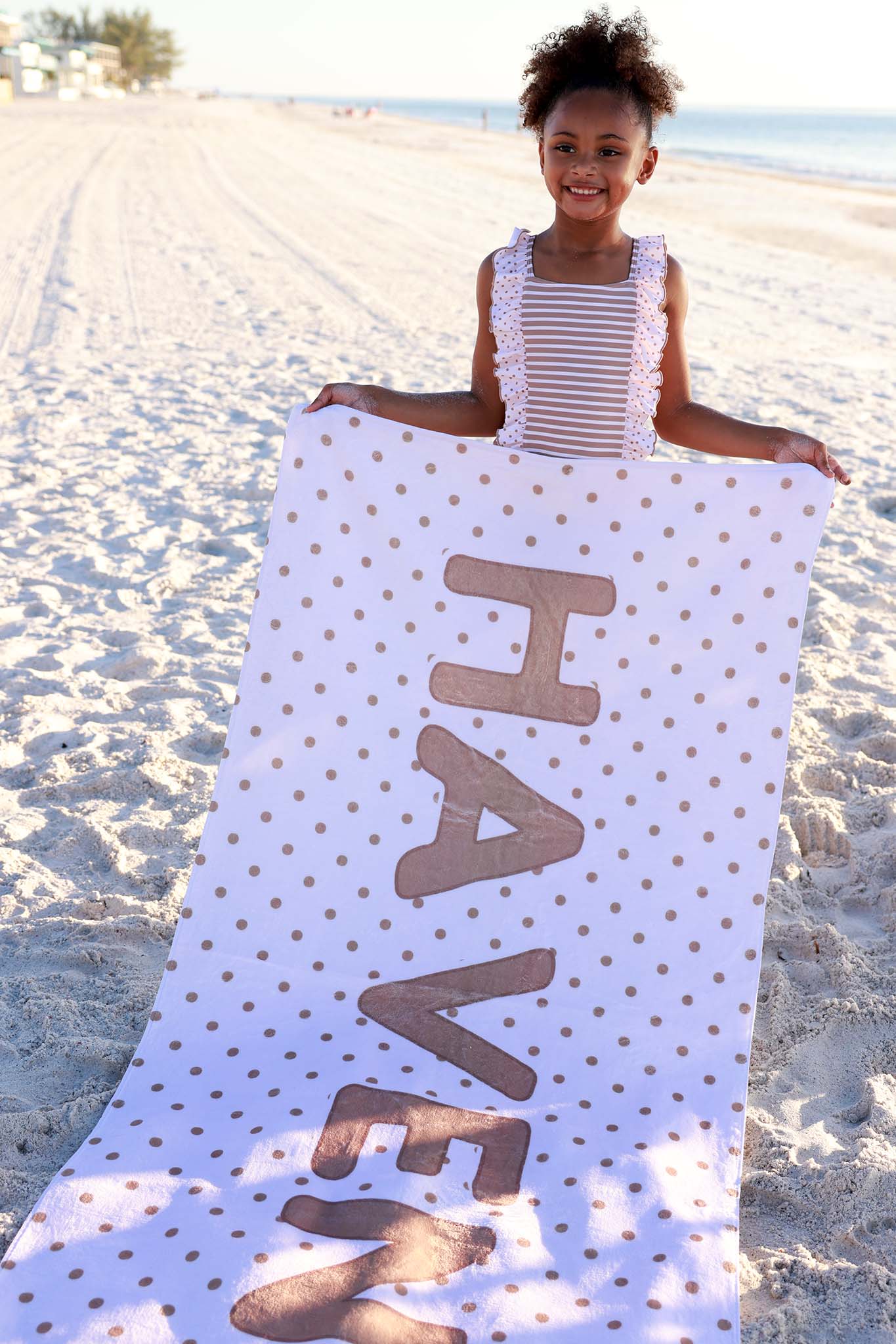 Sandy Stripes Personalized Kids Beach Towel | Caden Lane