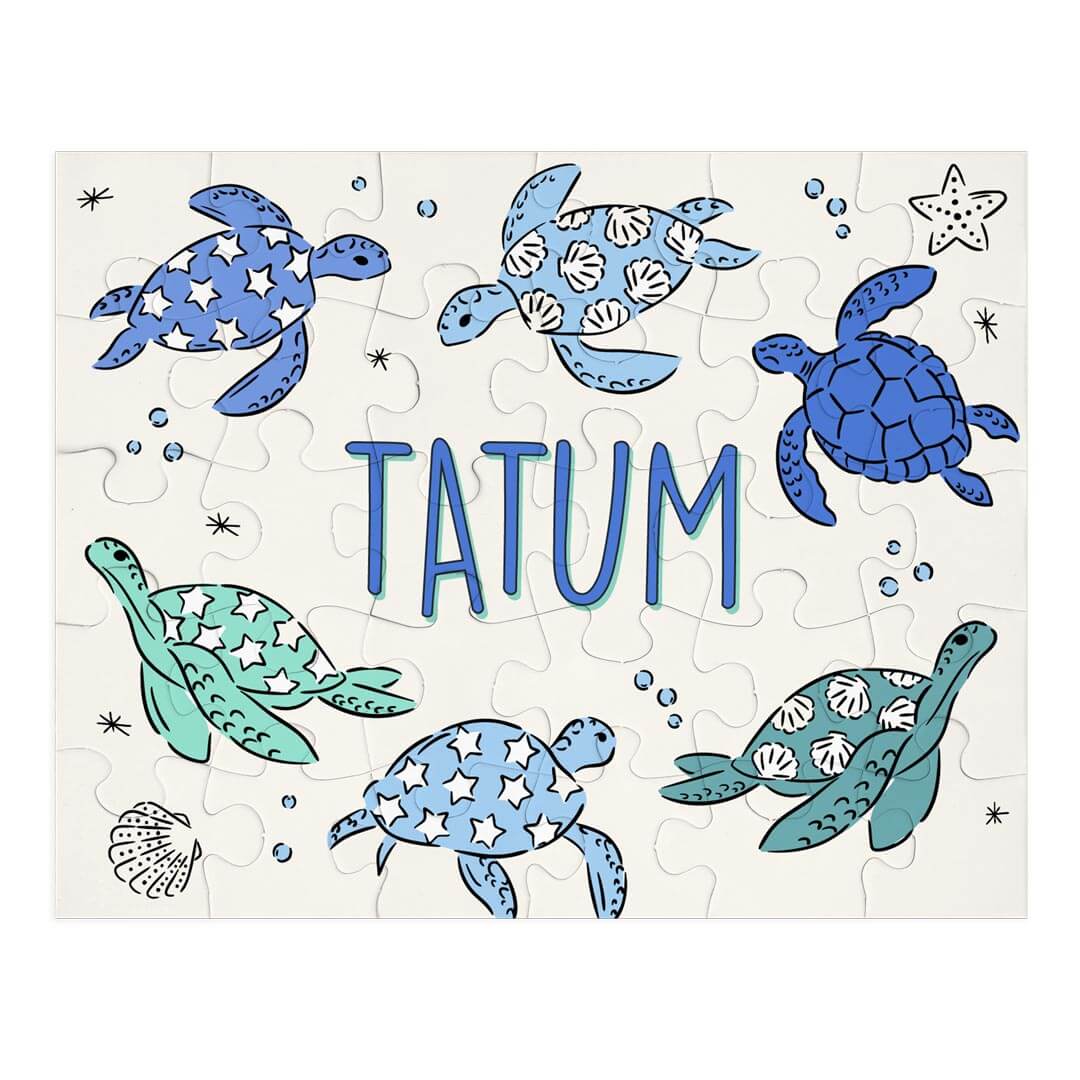 Kids Personalized 30 Piece Puzzle in Sea Turtle Splash | Caden Lane