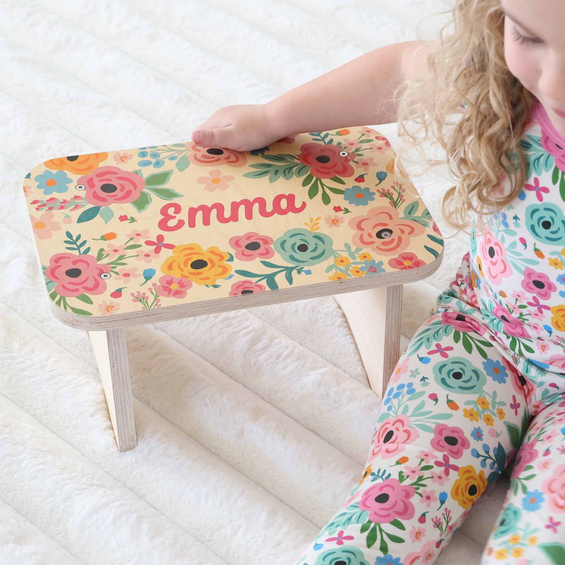 Kids Personalized Step Stool | Pretty Poppies – Caden Lane