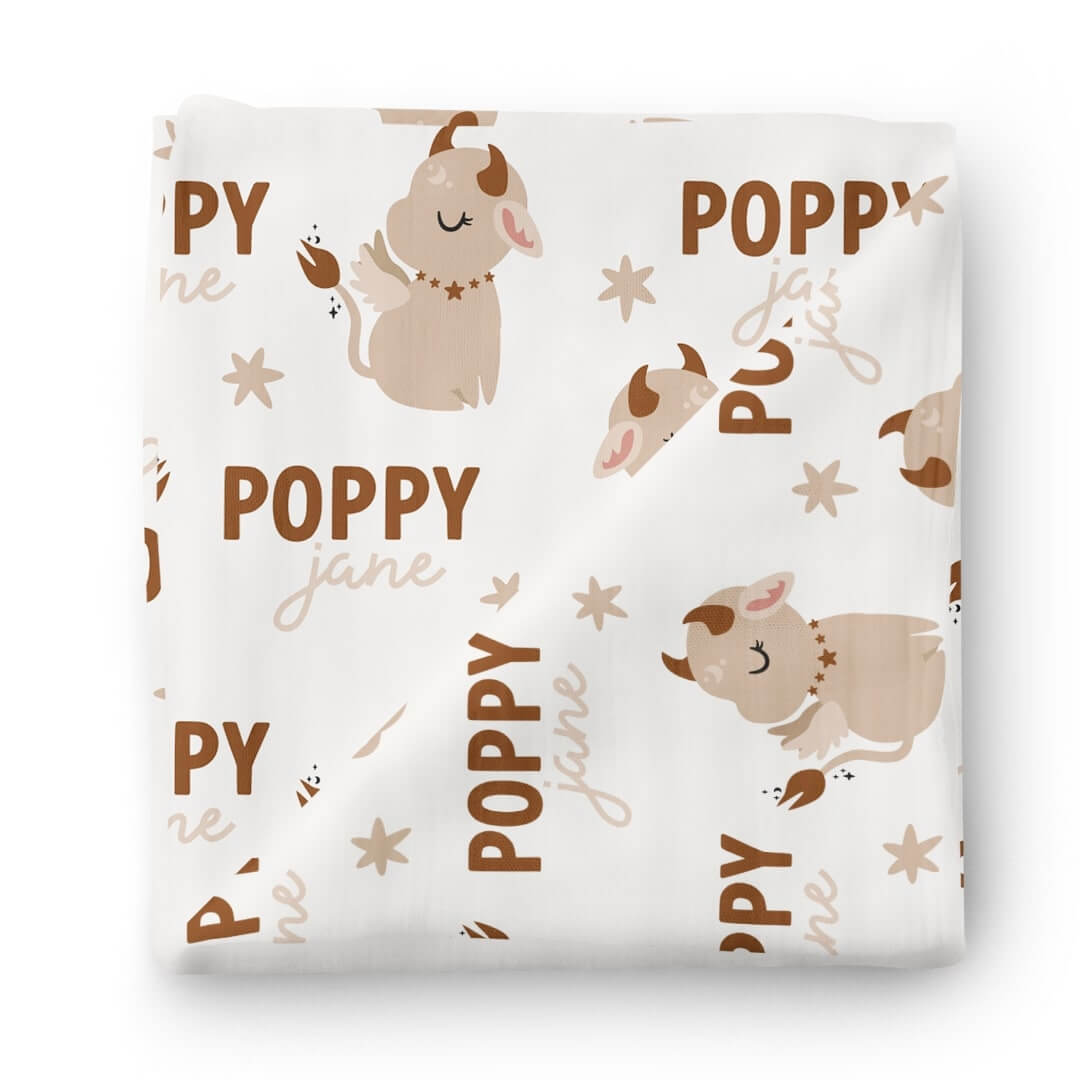Zodiac Sign Taurus Personalized Baby Name Swaddle Blanket | Caden Lane