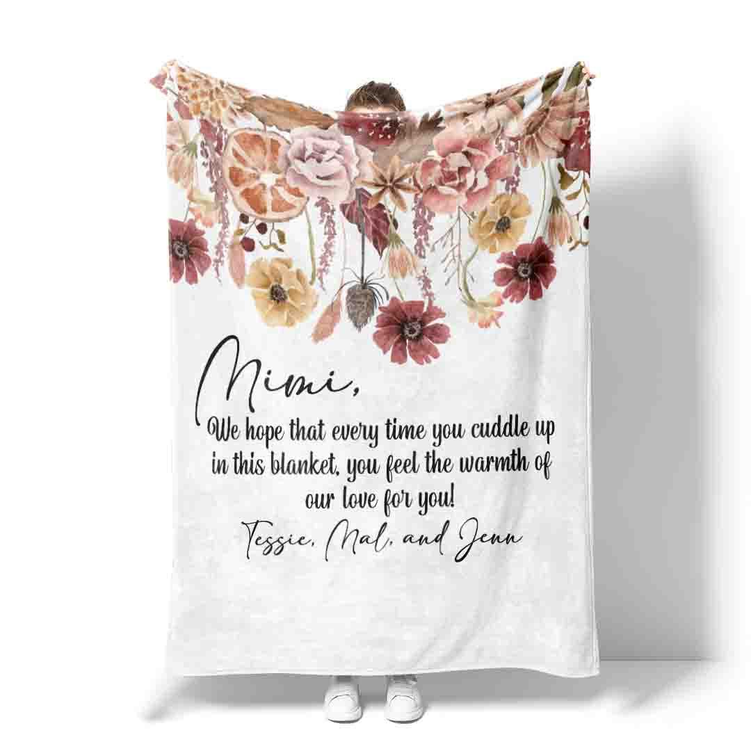 Personalized Blanket in Draped Floral | Caden Lane